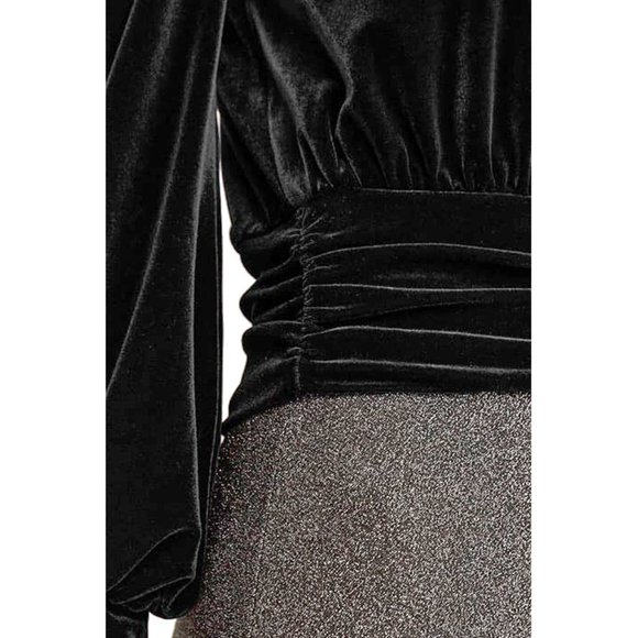 Tops | Boden Vneck Cropped Velvet Long Sleeve Blouse Nwt | Poshmark